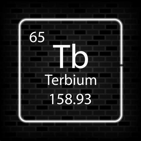 Terbium Neon Symbol Chemical Element Of The Periodic Table Vector