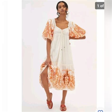 Anthropologie Dresses Anthropologie Tina Puffsleeved Embroidered Maxi Dress Poshmark