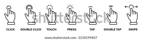 Computer Mouse Pointer Finger Line Icon Stock Vector Royalty Free 2218199607 Shutterstock