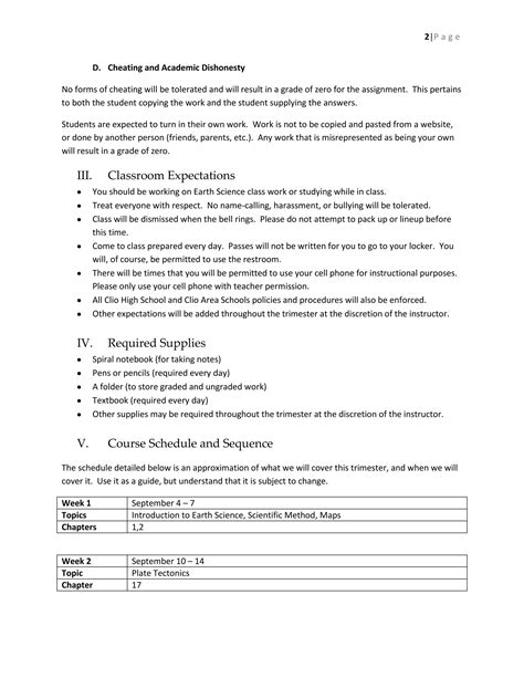 Earth Science Syllabus DOCX