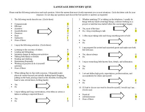 Language Discovery Quiz Language Discovery Quiz Please Read The Following Instructions And