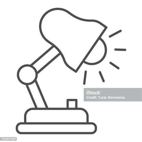 책상 램프 얇은 라인 아이콘 교육 개념 흰색 배경에 테이블 램프 기호 모바일 개념 및 웹 디자인을위한 개요 스타일의 독서 램프