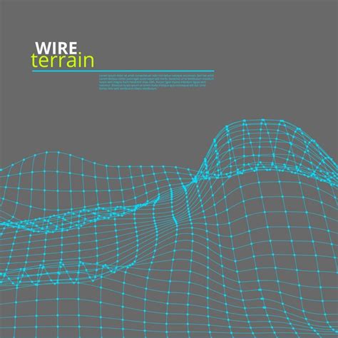 Premium Vector Mesh Wire Polygonal Terrain Surface On Gray