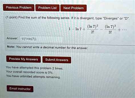 GET ANSWER 1 Point Find The Sum Of The Following Series If It Is