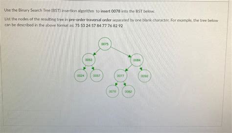 Solved Use The Binary Search Tree Bst Insertion Algorithm