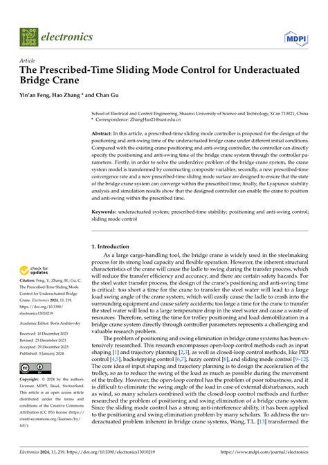 Pdf The Prescribed Time Sliding Mode Control For Underactuated Bridge Crane