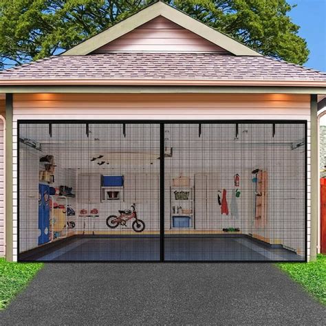 Garage Door Screen 16x7 Ft Magnetic Closure Heavy Duty Weighted Bottom