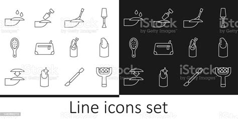 라인 네일 파일 부러진 손톱 매니큐어 화장품 가방 매니큐어 및 밀링 커터를 아이콘으로 설정합니다 벡터 손톱 줄에 대한 스톡 벡터 아트 및 기타 이미지 Istock