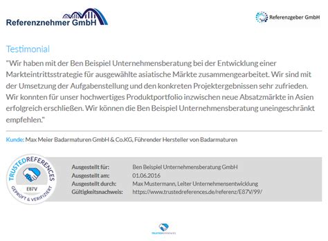 Referenzschreiben Dienstleister Muster