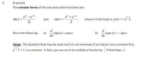 Solved Points The Complex Forms Of The Sine And Chegg Com