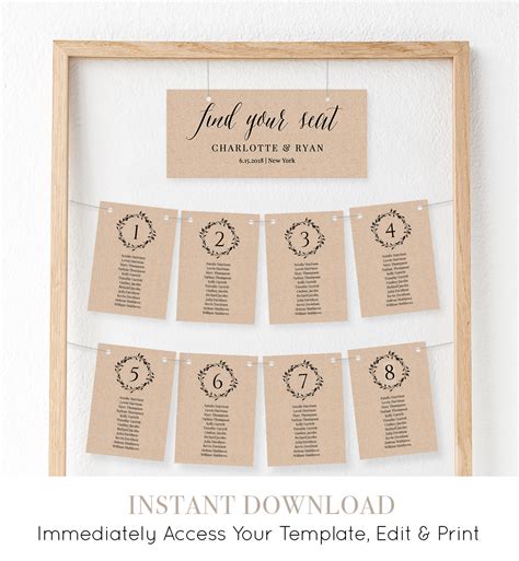 Wedding Seat Chart Template