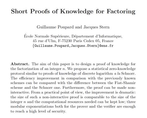 Factorization Zero Knowledge Proof