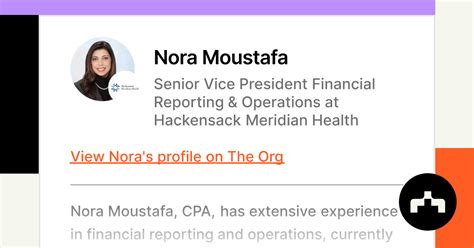 Nora Moustafa Senior Vice President Financial Reporting And Operations