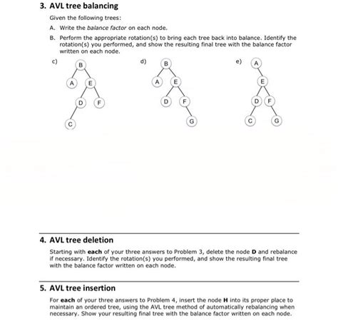 solved 3 avl tree balancing given the following trees a