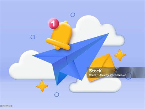 3d 종이 비행기 메일 알림 메시지에 대한 스톡 벡터 아트 및 기타 이미지 알림 메시지 전자메일 3차원 형태 Istock