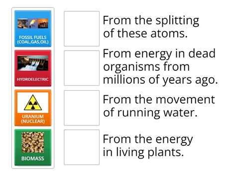 ENERGY SOURCES B Match Up