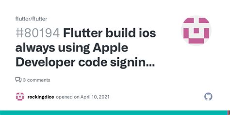 Flutter Build Ios Always Using Apple Developer Code Signing Identity But Not Apple Distribution