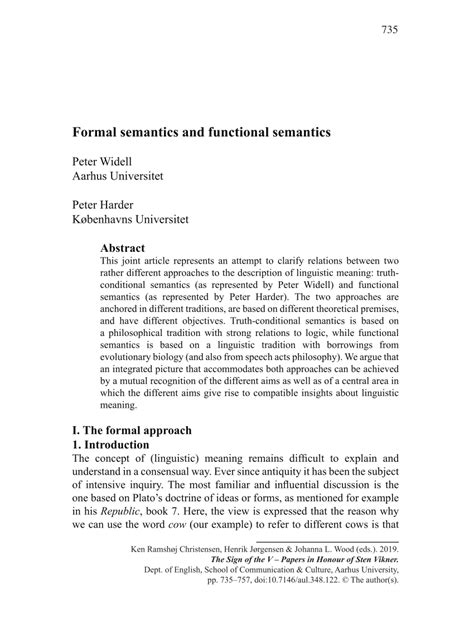 Pdf Formal Semantics And Functional Semantics