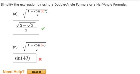Solved Simplify The Expression By Using A Double Angle Chegg