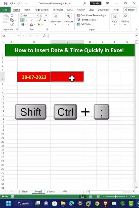 How To Insert Current Date And Time Quickly In Excel Youtube