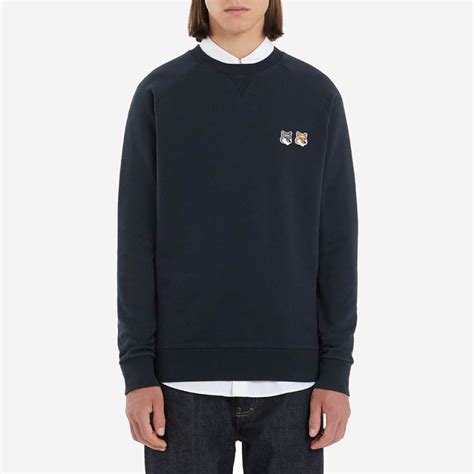 Maison KitsunÉ 深藍色雙狐狸頭logo長袖衛衣 S 誠品線上