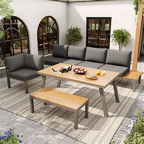 Grey 7 Seater Outdoor Corner Sofa Set