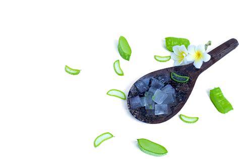 슬라이스 잎과 흰색 플루메리아 꽃나무 숟가락에 알로에 베라 젤 0명에 대한 스톡 사진 및 기타 이미지 0명 건강관리와 의술 광고 Istock