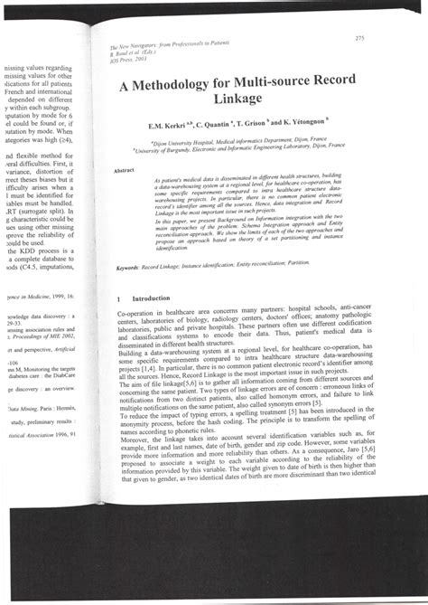 Pdf A Methodology For Multi Source Record Linkage