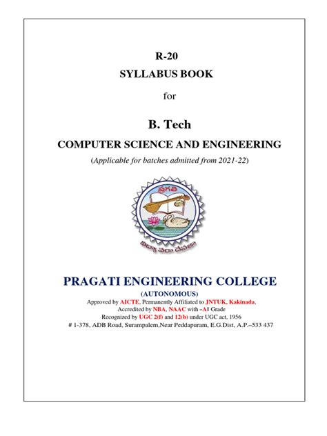 Cse R20 Modified Course Structure Applicable For 2021 22 Admitted Batch