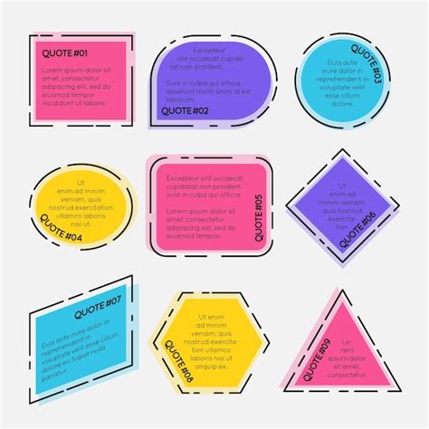 플랫 견적 상자 프레임 컬렉션 무료 벡터