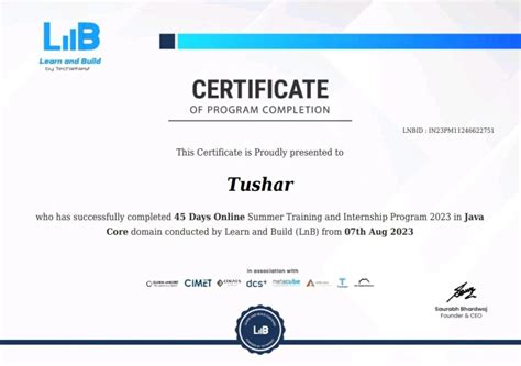 Tushar Verma On Linkedin Connections Java Trainingprogram Internship Achievementunlocked