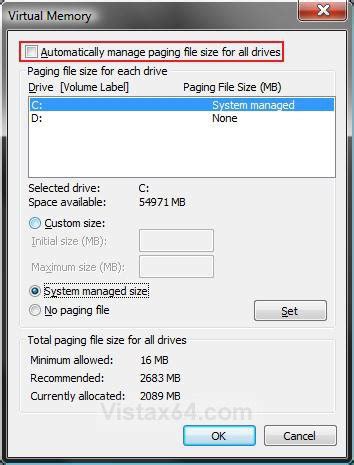 Virtual Memory Paging File Change Vista Forums