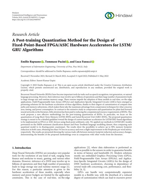pdf a post training quantization method for the design of fixed point based fpga asic hardware