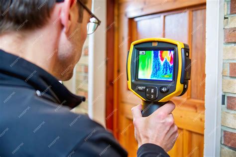Inspector Using Thermal Camera To Detect Heat Loss In Wall Premium Ai Generated Image