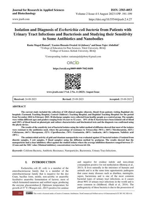 Pdf Isolation And Diagnosis Of Escherichia Coli Bacteria From Patients With Urinary Tract
