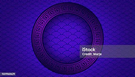 무지갯빛 둥근 프레임 일본 파도 배경 보라색 마젠타 Seigaiha 0명에 대한 스톡 사진 및 기타 이미지 0명 Seigaiha 디자인 Istock