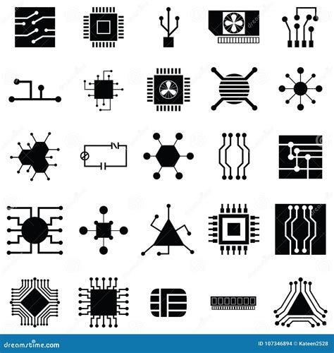 Circuit Board Icon Set Stock Vector Illustration Of Equipment 107346894