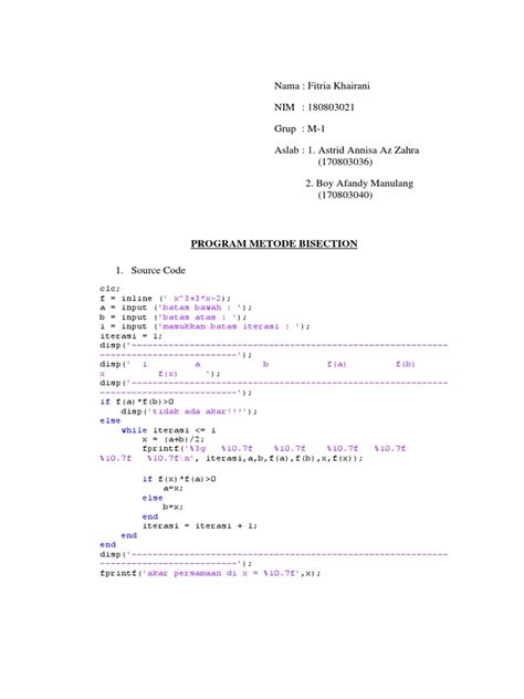 Matlab Metode Bisection Pdf