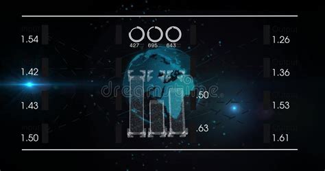 Digital World Map With Data Processing Animation Over Futuristic