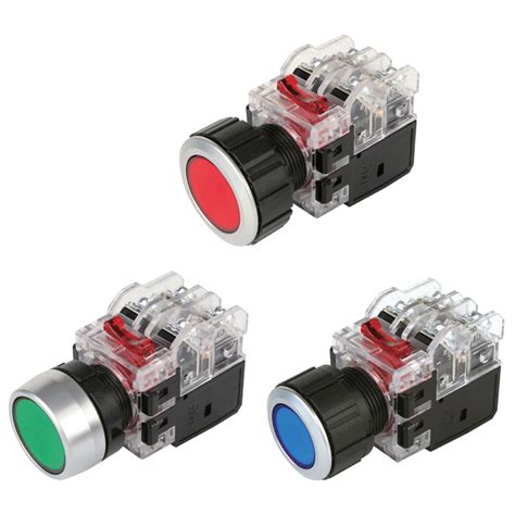 Illuminated Push Button Switch With Aluminum Guard Hanyoung Mrx Series Mrx Rm1a0g