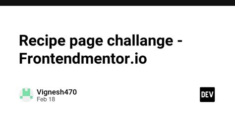 recipe page challange dev community