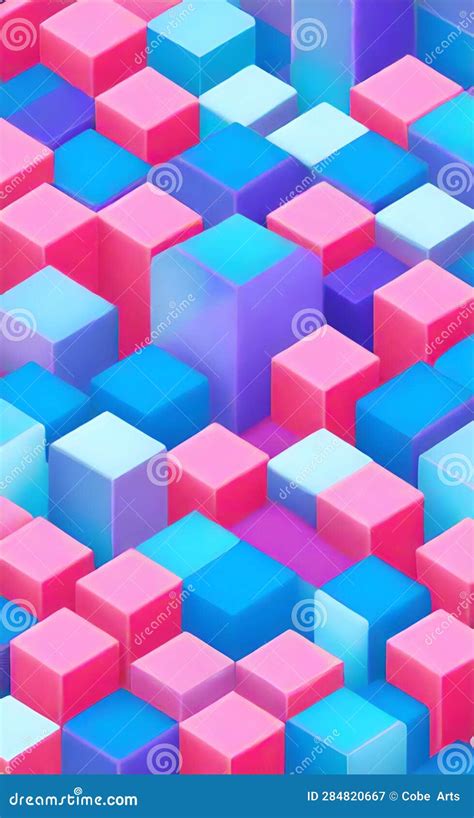 Colorful Three Dimensional Cube Background Texture A Wall With