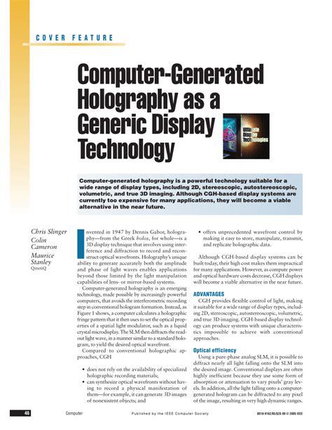 pdf computer generated holography as a generic display technology