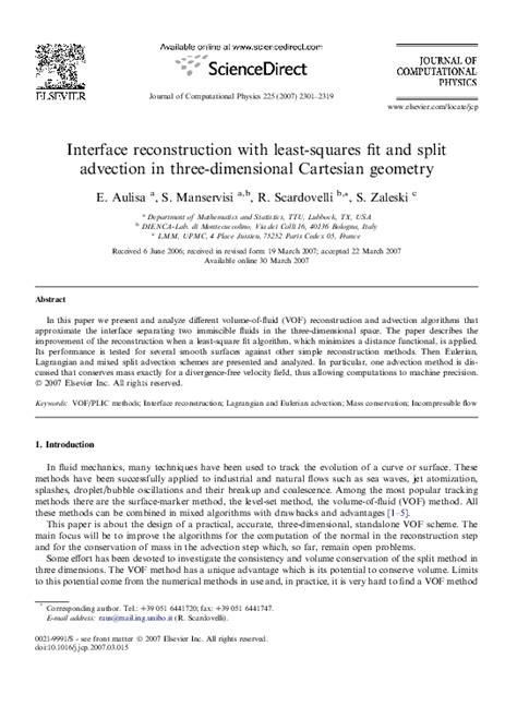 Pdf Interface Reconstruction With Least Squares Fit And Split