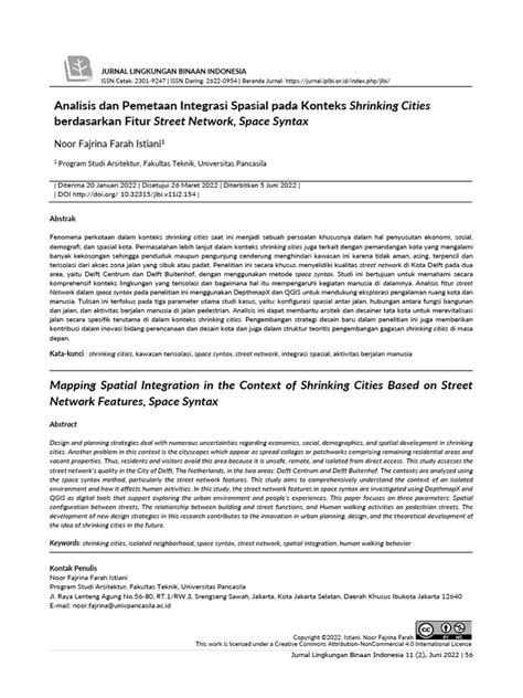 Analisis Dan Pemetaan Integrasi Spasial Pada Konteks Shrinking Cities