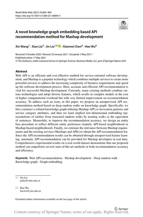 A Novel Knowledge Graph Embedding Based Api Recommendation Method For Mashup Development