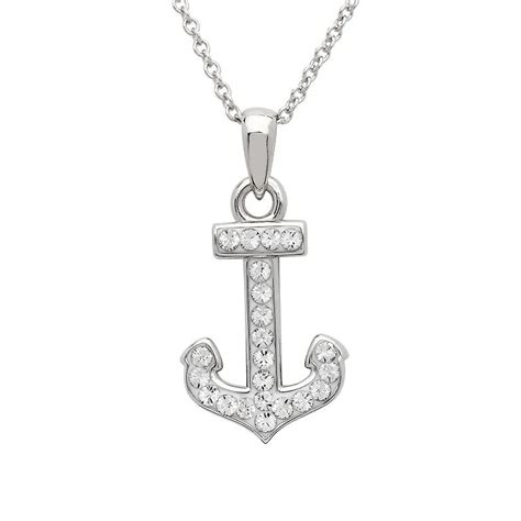 Anchor Necklace Encrusted With White Crystal Mellow Monkey