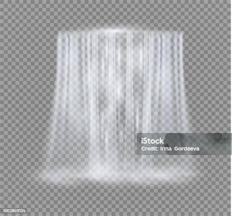 현실적인 투명 자연 맑은 물과 거품을 투명 한 배경에 고립 된 폭포의 흐름 디자인 풍경 이미지에 대 한 자연 요소입니다 벡터 일러스트 레이 션 폭포에 대한 스톡 벡터 아트
