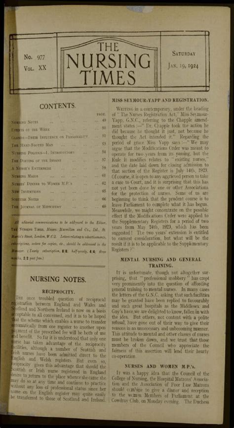 Issue 977 1924 01 19 Nursing Times