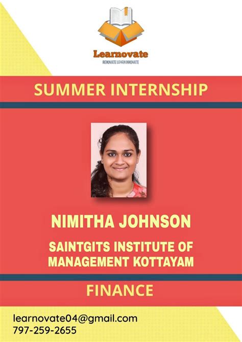 Nimitha Johnson On Linkedin Learnovateecommerce Finance Internship